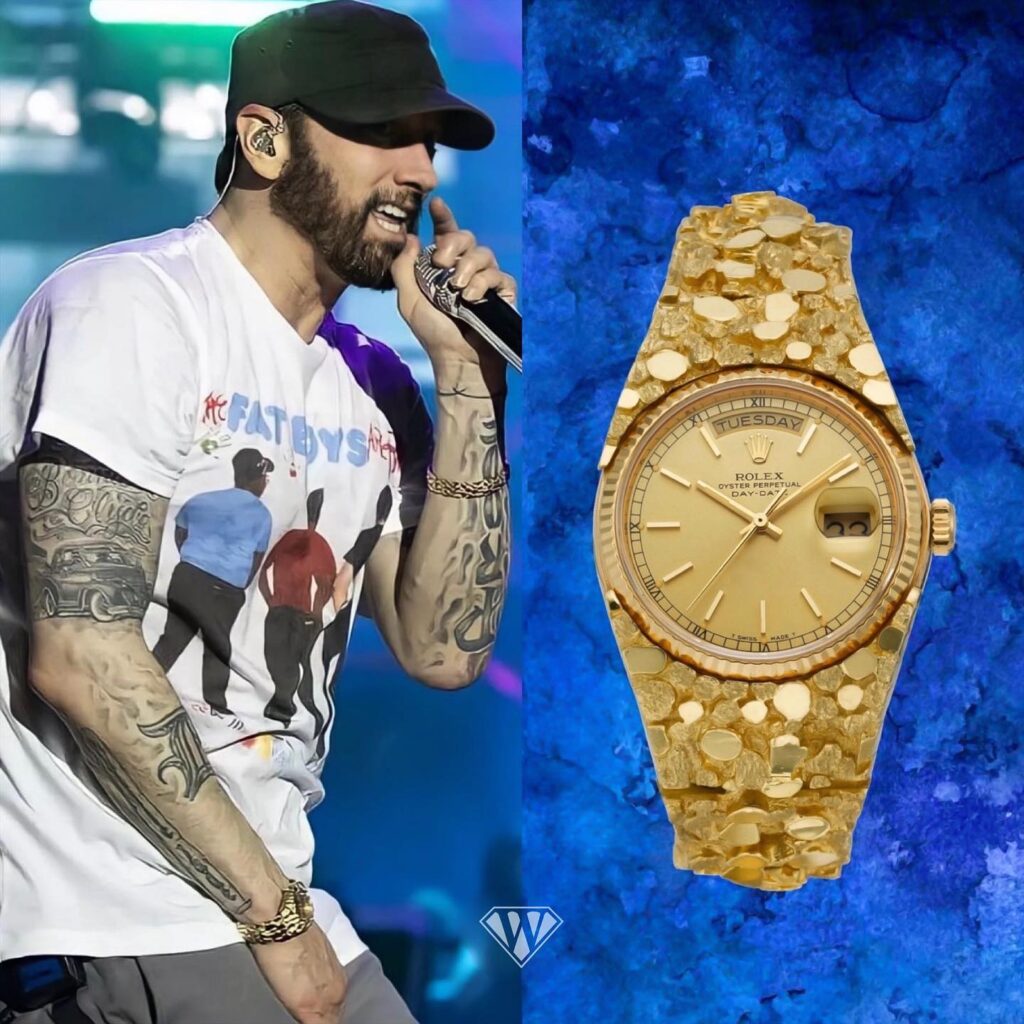 Eminem with a Rolex Day-Date with a unusual “Gold Nugget” bracelet ...
